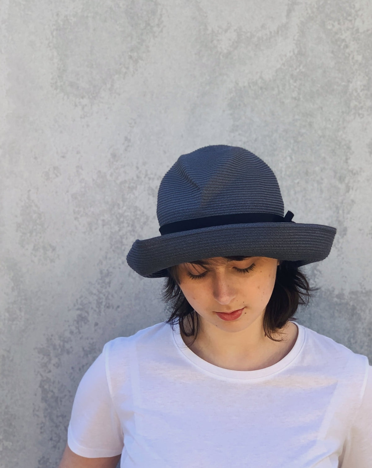 mature ha : boxed hat in charcoal with carbon ribbon | the maker hobart | the maker