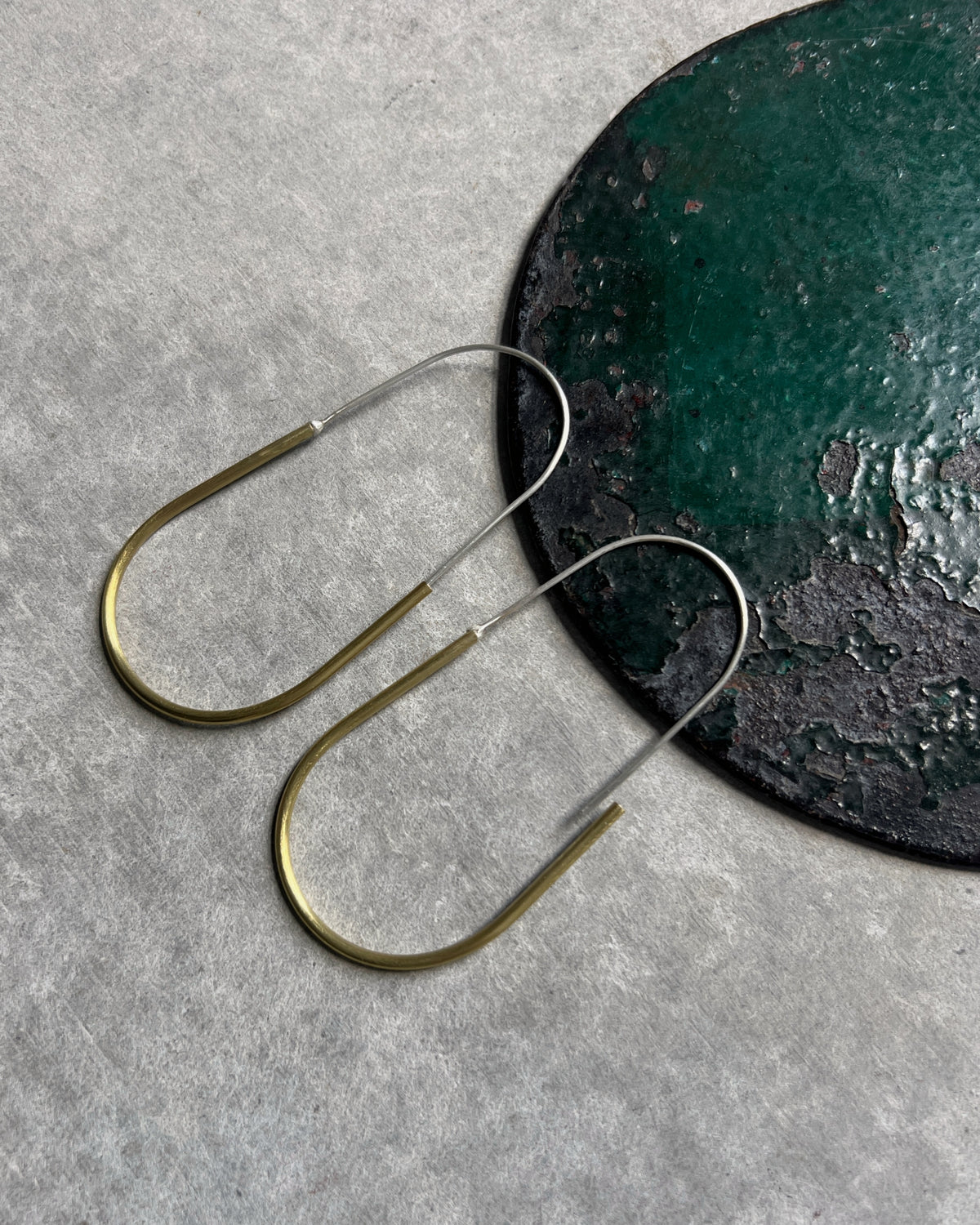 stacey vickery : hollow brass hoop and sterling silver earrings | the maker